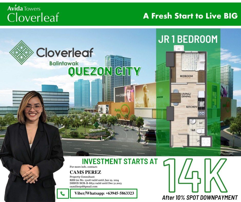 Cloverleaf 1 Bedroom Jr Condo For Sale Ayala Land Quezon City near SKYWAY and NLEX Malabon ...