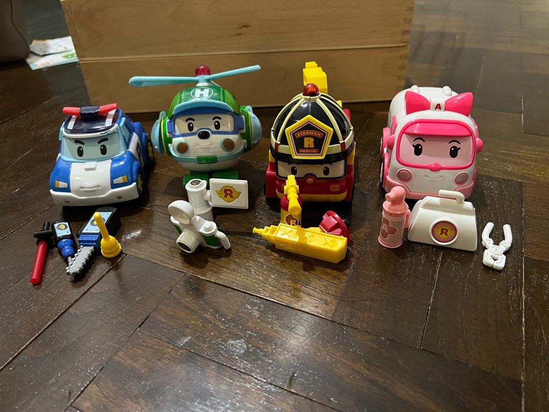 [full set] Robocar Poli Deluxe Transformer Heli Roi Amber, Hobbies ...