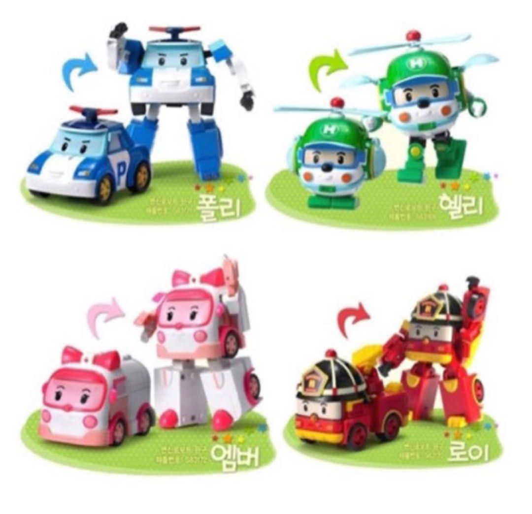 [full set] Robocar Poli Deluxe Transformer Heli Roi Amber, Hobbies ...