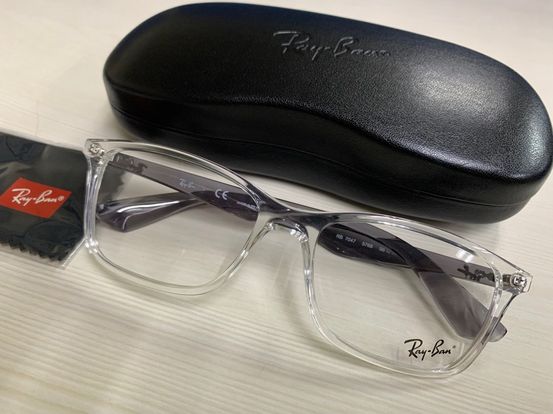 Genuine Rayban RB7047 Transparent Frame Prescription Eyeglasses, Men's ...