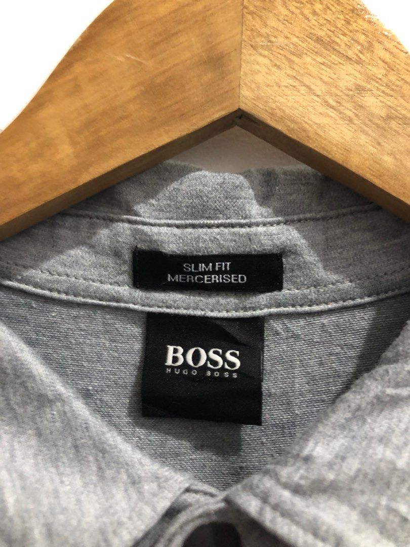 HUGO BOSS SILVER SLIM FIT MERCERISED, Men's Fashion, Tops & Sets ...