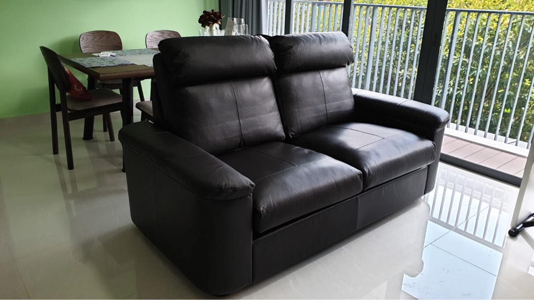 IKEA LISHULT Sofa 2-seater - Brown Leather (Grann/Bomstad), Furniture ...