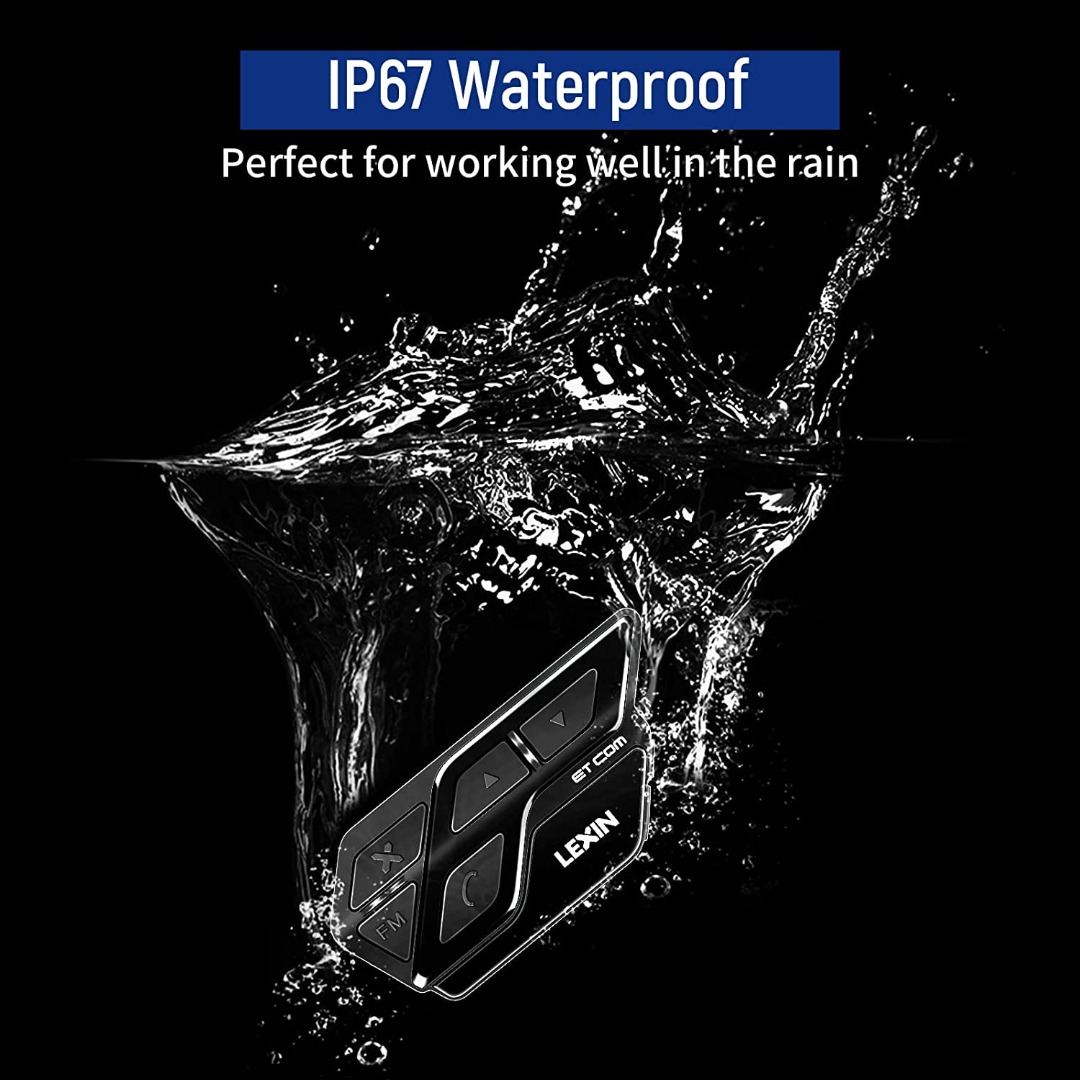 [K0009] LEXIN Motorcycle Bluetooth Headset, ET-COM Helmet Communication ...