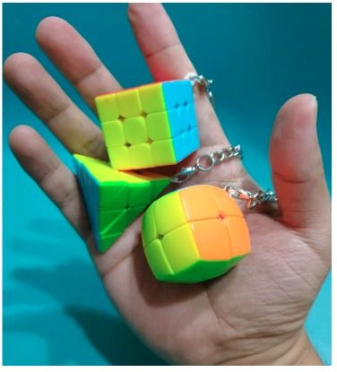 Key Chains with Rubiks Cube Magic Cube 2x2 3x3 Pyramid Key Ring Cube ...