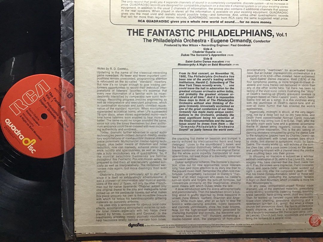 LP Eugene Ormandy - Philadelphia Orchestra OOP QUADRAPHONIC VINYL ...