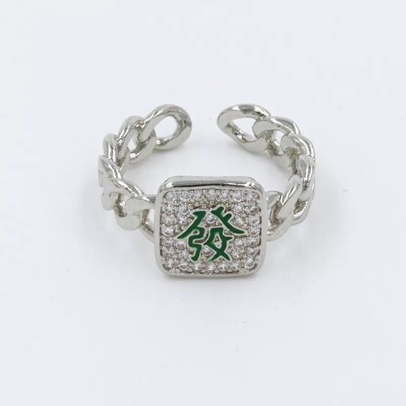 Mahjong shiny rhinestone ring adjustable size ring mahjong winning ...