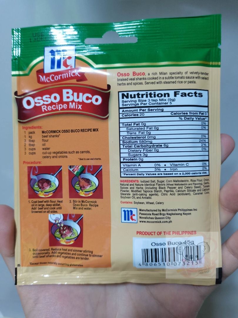 McCormick Osso Buco Seasoning Mix, Food & Drinks, Spice & Seasoning on ...