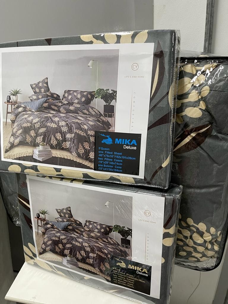 Mika Deluxe Queen / King bedsheets with comfort full set, Furniture & Home Living, Furniture ...