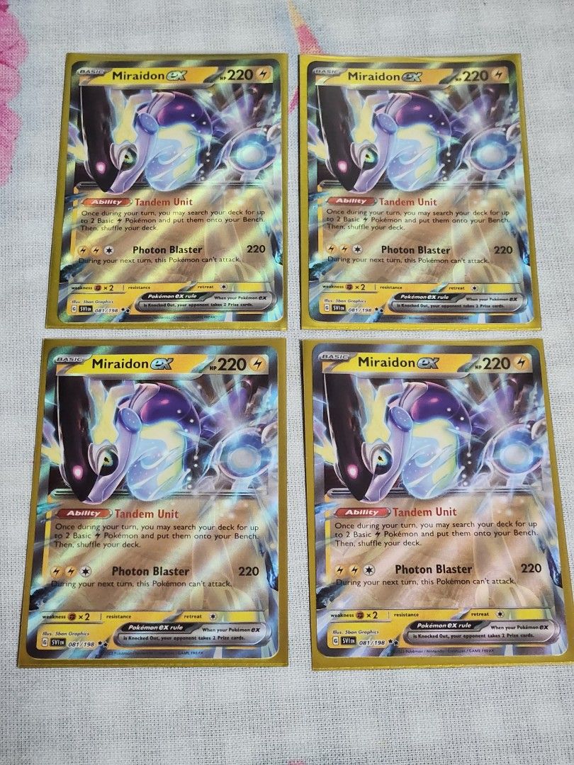 Miraidon ex pokemon tcg playset (4 cards), Hobbies & Toys, Toys & Games ...