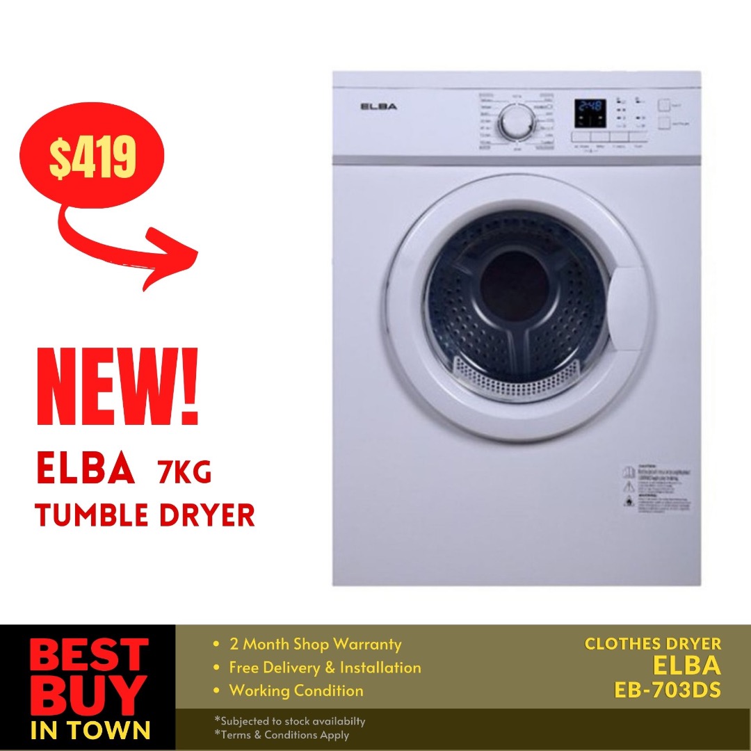 MUST BUY! Brand New Elba 7KG Tumble Dryer EB703DS, TV & Home Appliances ...