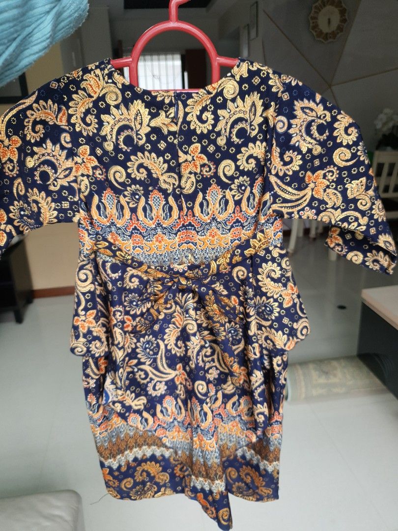 Navy blue and Gold Batik Dress for kids, Babies & Kids, Babies & Kids ...