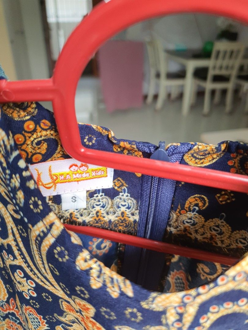 Navy blue and Gold Batik Dress for kids, Babies & Kids, Babies & Kids ...