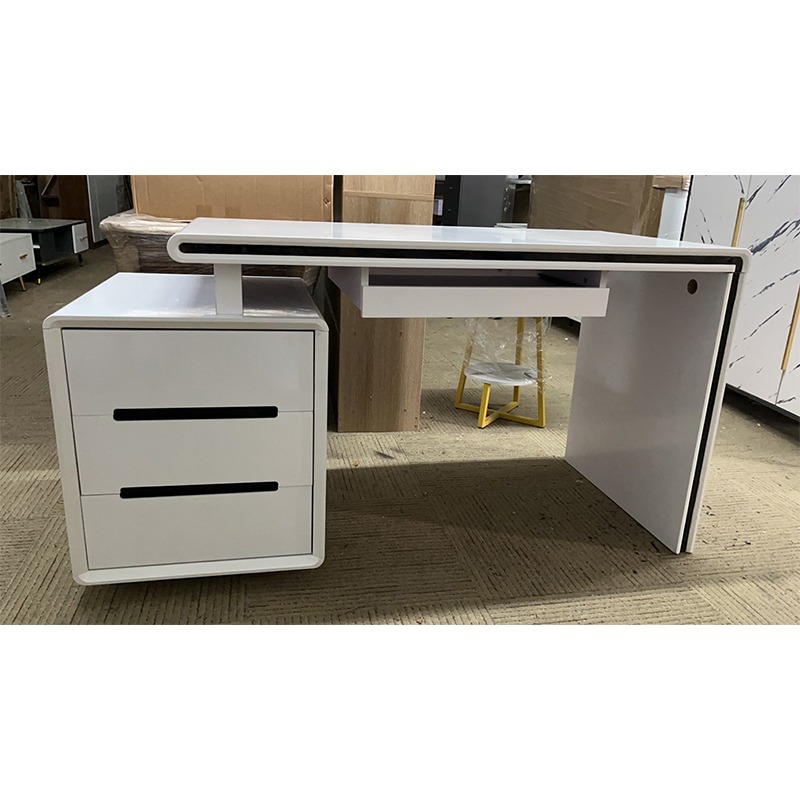 Office Table Desk White Study Table With Side Drawer Cabinet Free ...