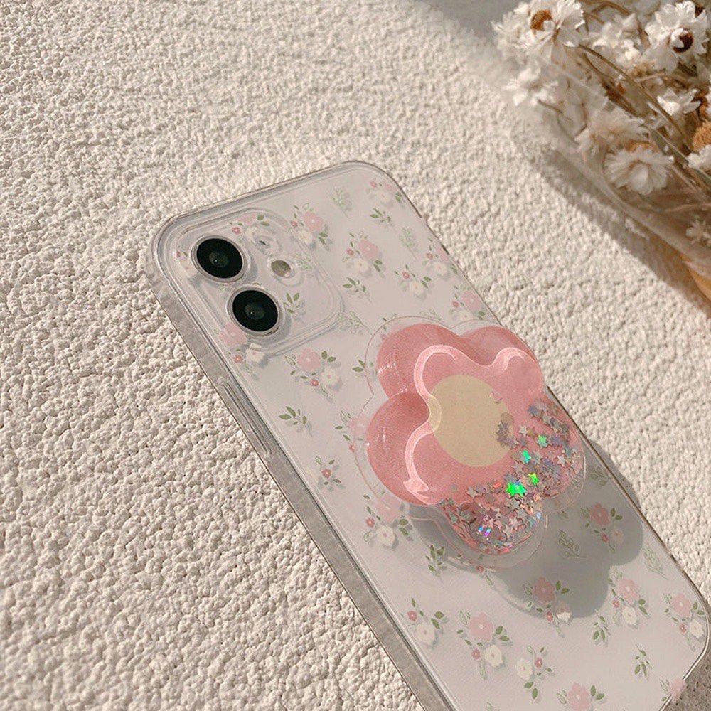 Glitter pink Flower Pop Socket / Pop Out Cell Phone Holder Button ...