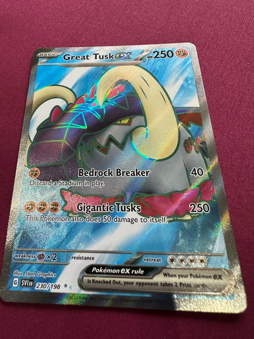 Pokémon cards Great Tusk, Hobbies & Toys, Toys & Games on Carousell