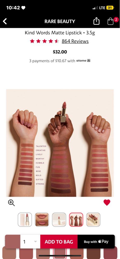 rare beauty kind words matte lipstick in shade humble, Beauty ...
