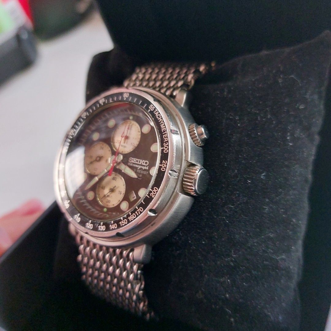 Seiko Italian Tuna Quartz Chronograph Reverse Panda, Men's Fashion ...