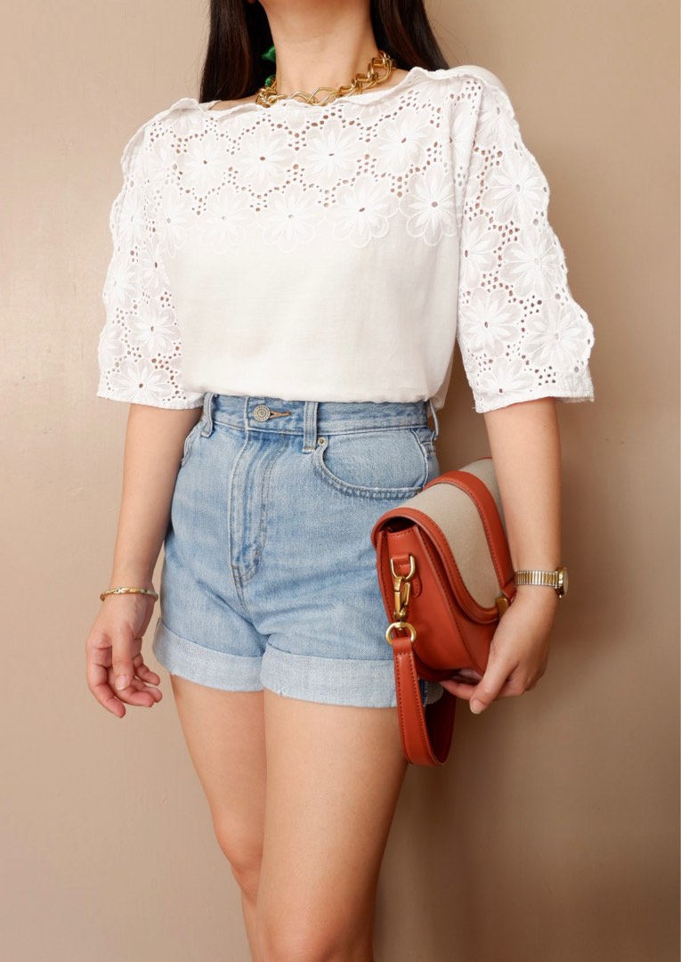 Semi eyelet blouse on Carousell