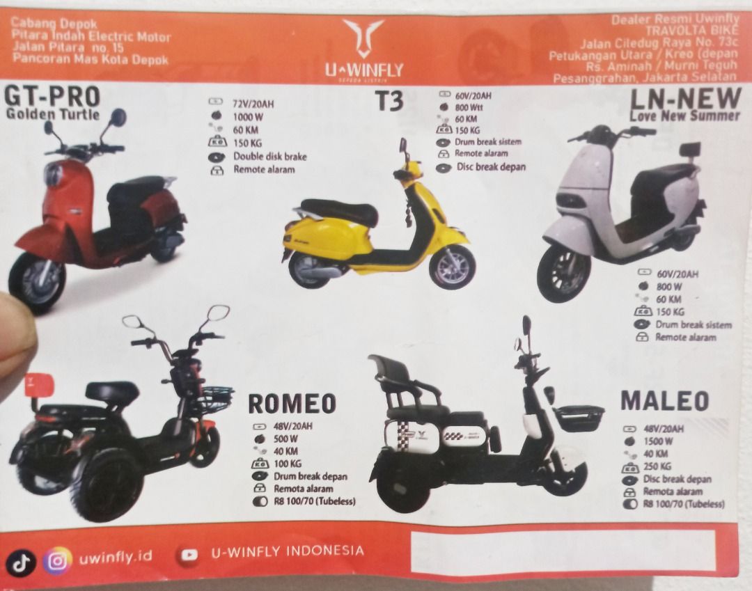 Sepeda dan motor listrik u win fly solusi kenaikan bbm, Motor di Carousell