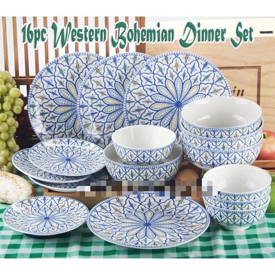 Set Pinggan Seramik 16pcs, Furniture & Home Living, Kitchenware ...