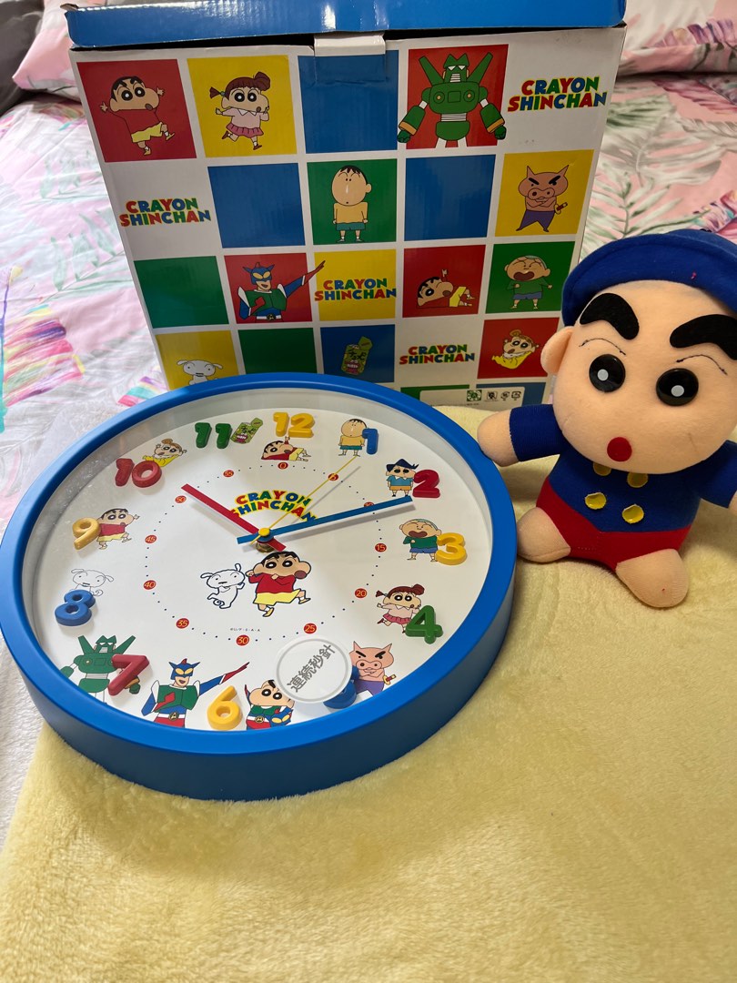 Shin Chan Clock with plushy, Furniture & Home Living, Home Decor ...