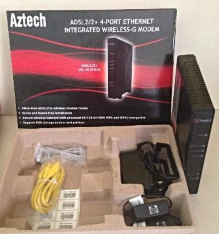 Singtel Aztech ADSL2 / 2+ 4 port Ethernet Wireless Modem Router ...