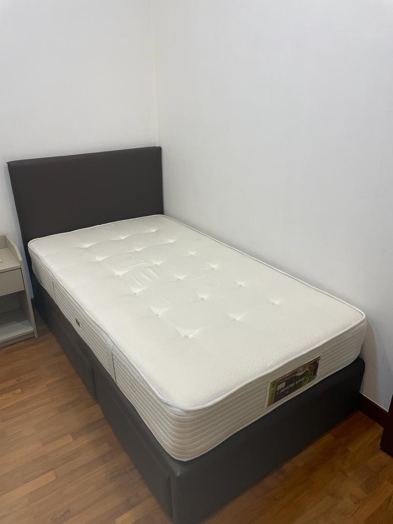 Super single and single bed with mattress, Furniture & Home Living ...