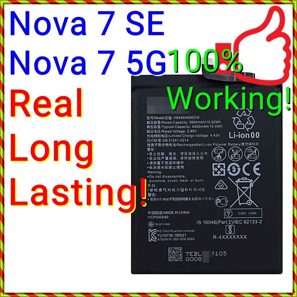 (Support 40W Super Charge) NEW ORI Long Lasting Stable Battery HB466483EEW for Huawei Nova 7 SE ...