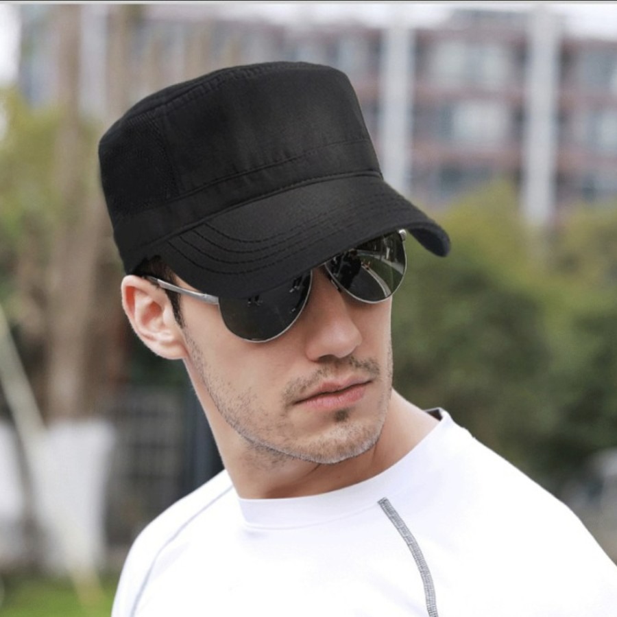 TOPI KOMANDO HITAM- topi army pria tactical polos militer BP, Fesyen ...