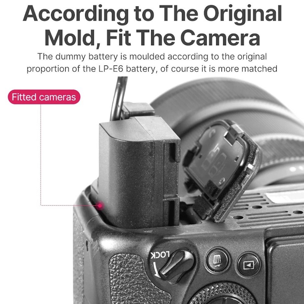 ULANZI LP-E6 Dummy Battery AC Adapter DC Power Supply for Canon EOS 5D2 5D3 5D4 6D 6D2 60D 7D ...
