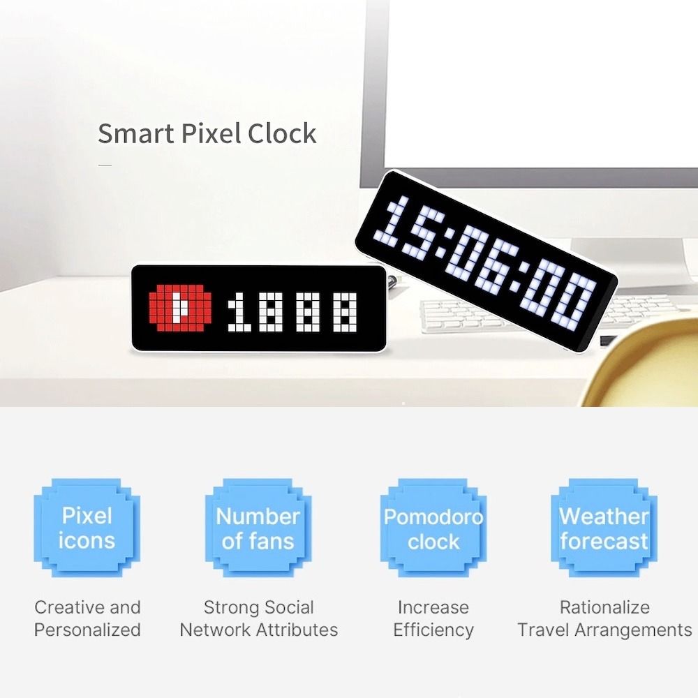 ULANZI TC001 Smart Pixel Clock Youtube Follower Weather Forecast DIY ...
