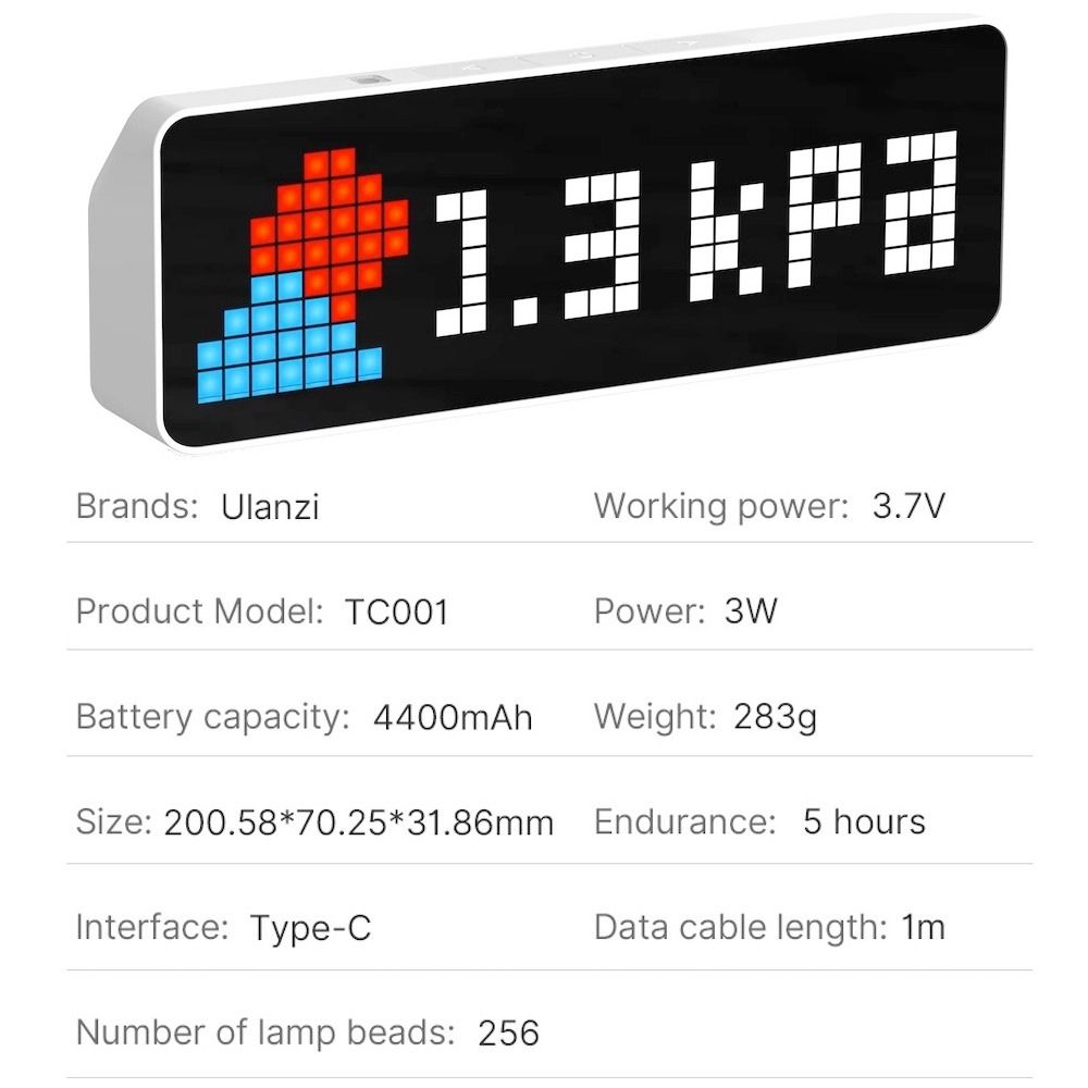 ULANZI TC001 Smart Pixel Clock Youtube Follower Weather Forecast DIY ...