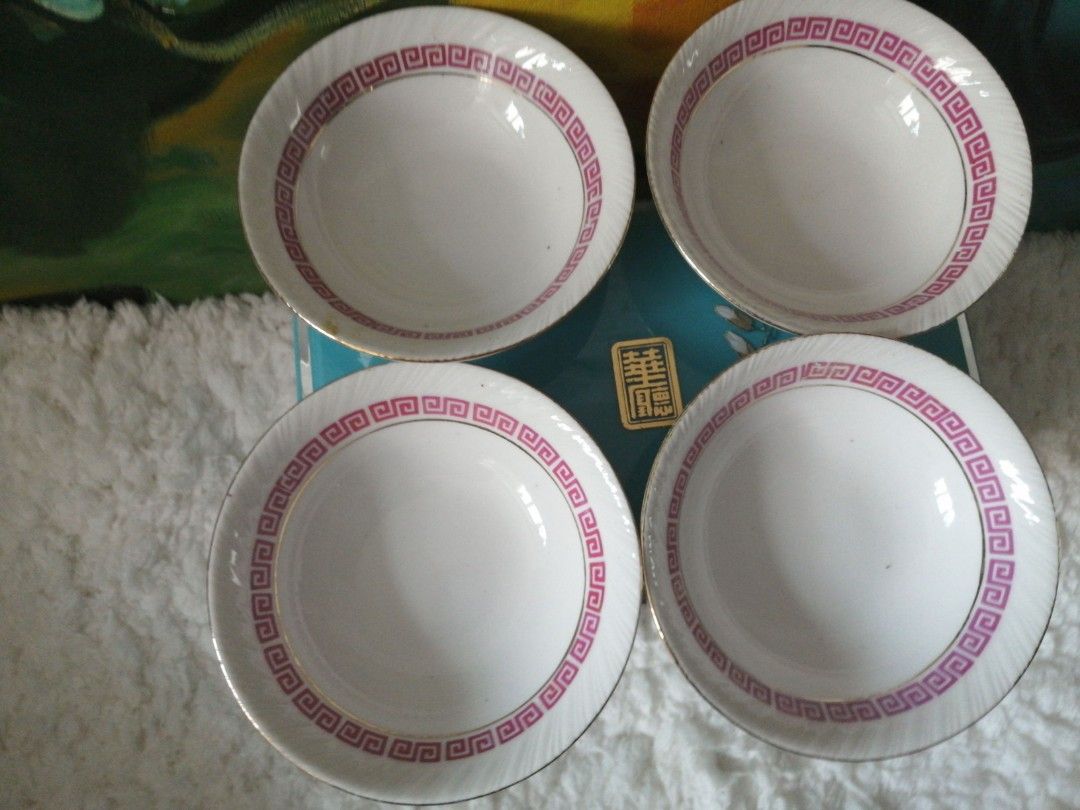 Vintage Chinese Porcelain Rice Bowls set of 4, Furniture & Home Living ...