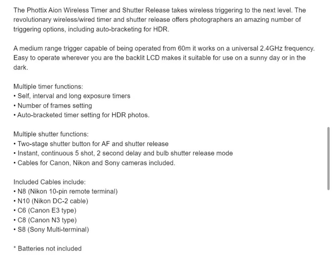 Wireless shutter release, Photography, Photography Accessories, Lighting & Studio Equipment on ...