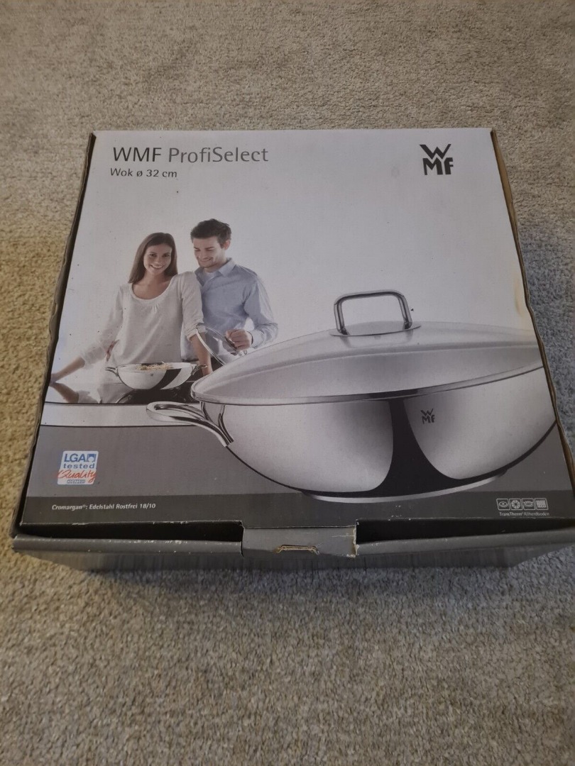 WMF Profiselect Wok with Glass Lid - 32cm, Furniture & Home Living ...