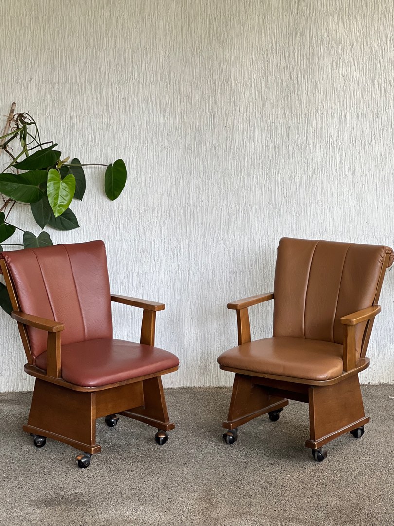 Wooden Office Swivel Chair on Carousell