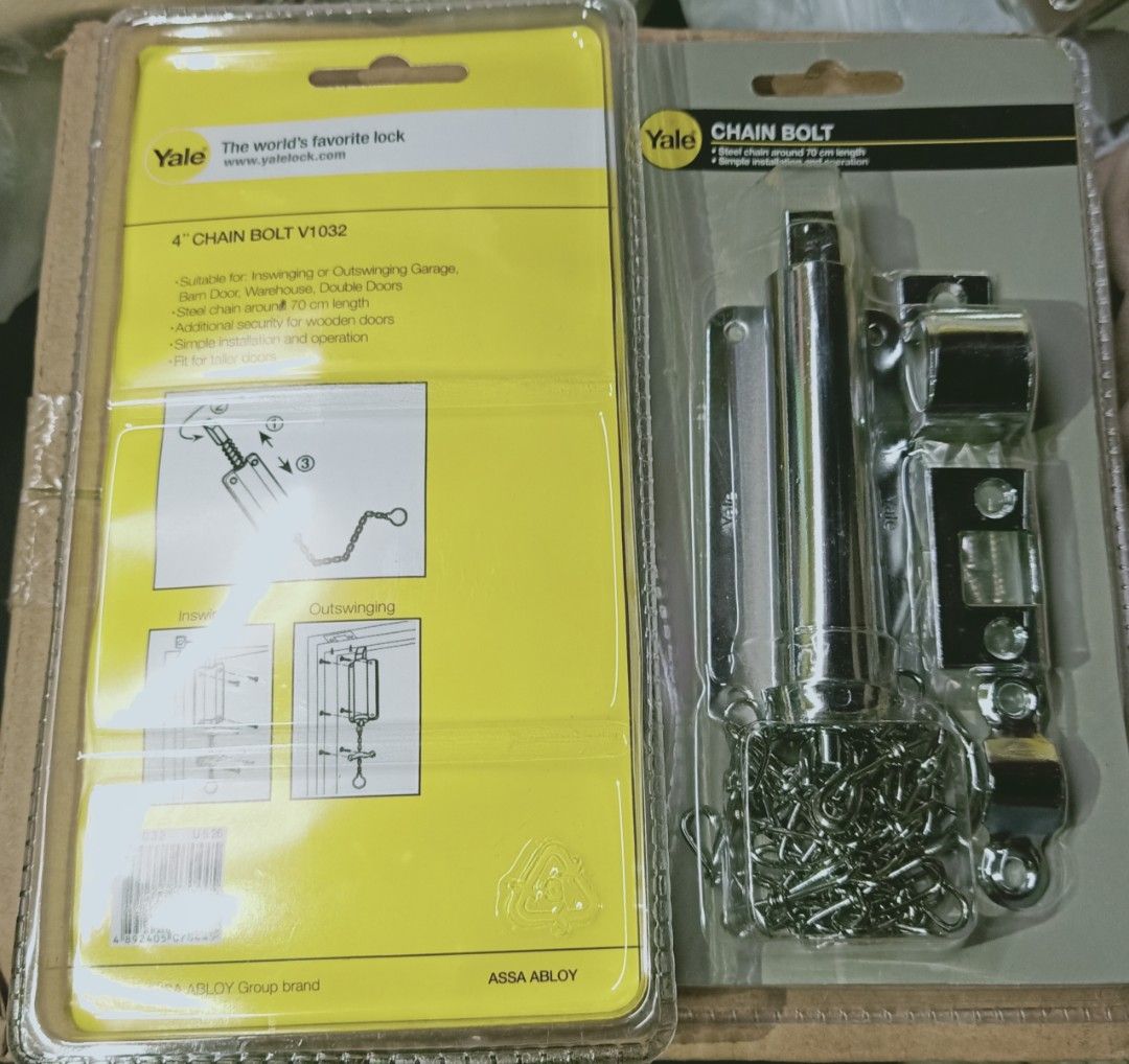 YALE CHAIN BOLT YALE FOOT BOLT 4", Furniture & Home Living, Security ...