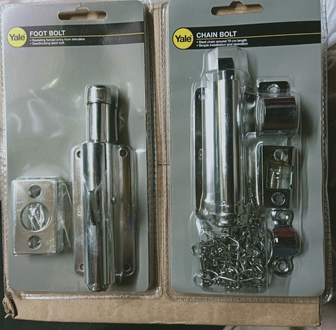 YALE CHAIN BOLT YALE FOOT BOLT 4", Furniture & Home Living, Security ...