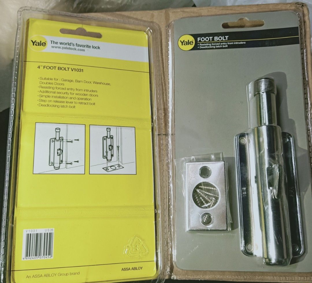 YALE CHAIN BOLT YALE FOOT BOLT 4", Furniture & Home Living, Security ...