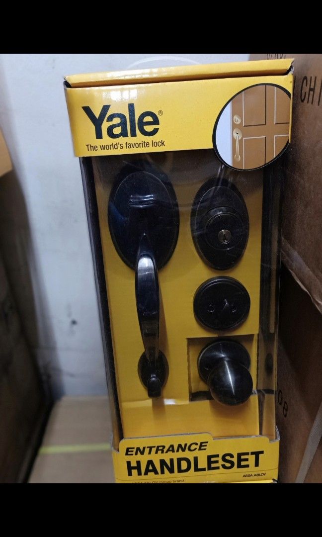 YALE MAIN ENTRANCE HANDLE SET DEADBOLT , LOCKSET DOOR KNOB SET ANTIQUE ...