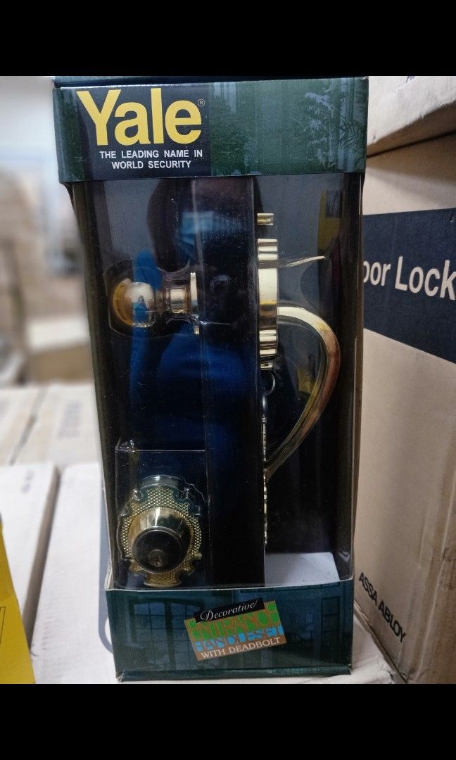 YALE MAIN ENTRANCE HANDLE SET DEADBOLT , LOCKSET DOOR KNOB SET ANTIQUE ...