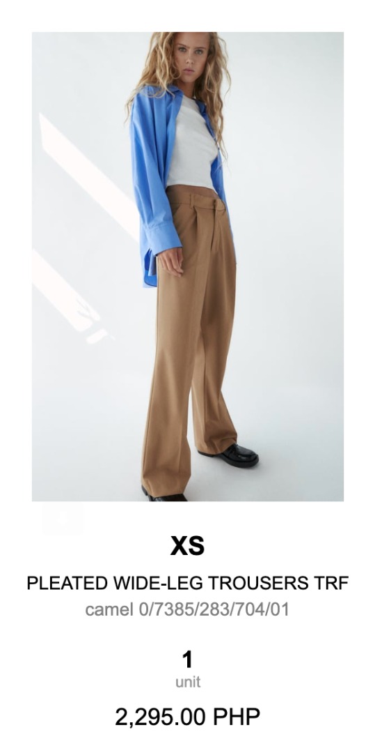 Zara TRF pleated wide-leg trousers on Carousell Zara TRF pleated wide-leg trousers on Carousell