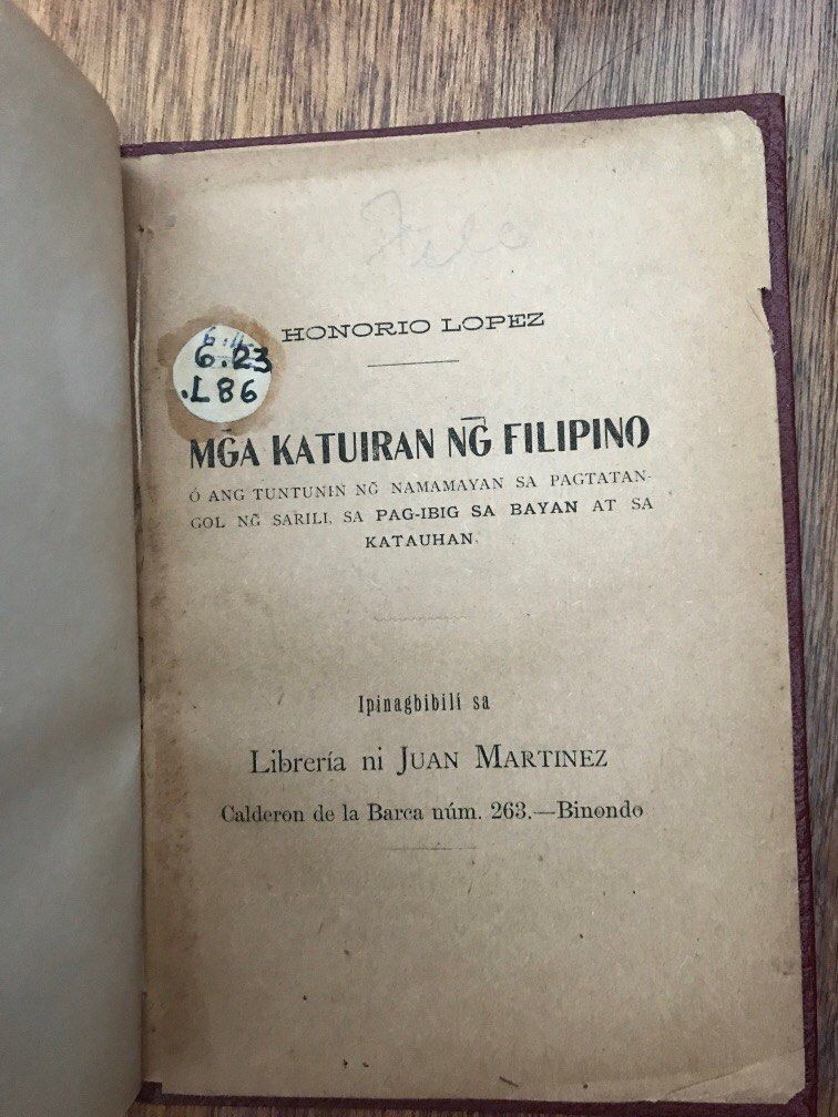 1905 Mga Katuiran ng Filipino : maicling kasaysayang katha ni Honorio ...