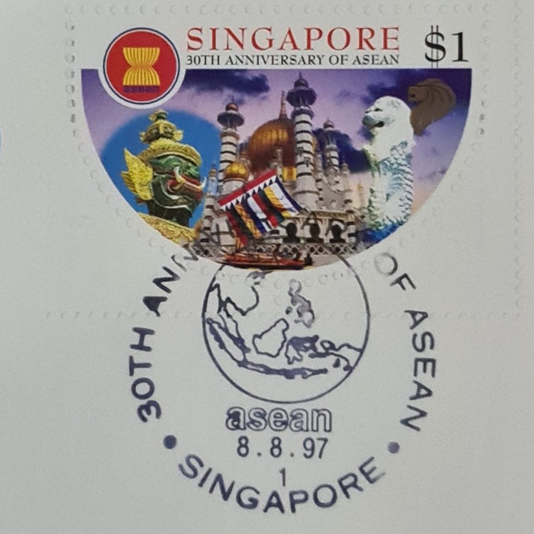 Singapore 1993 ASEAN 30th Anniversary Maxicards affixed Completed set ...