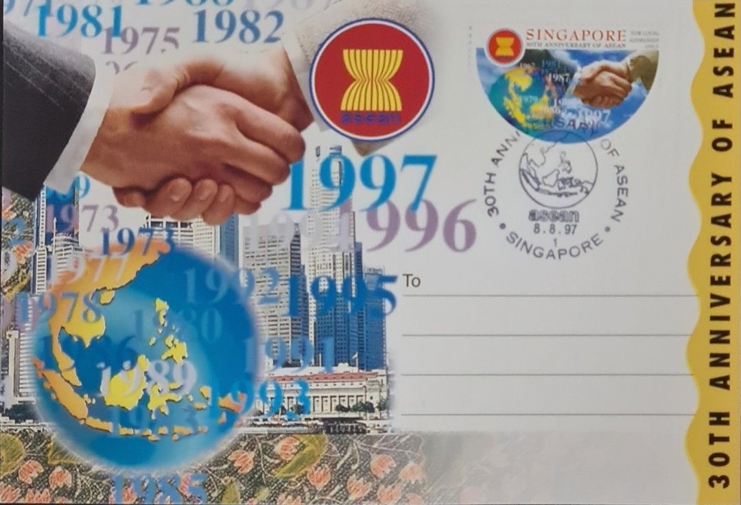 Singapore 1993 ASEAN 30th Anniversary Maxicards affixed Completed set ...