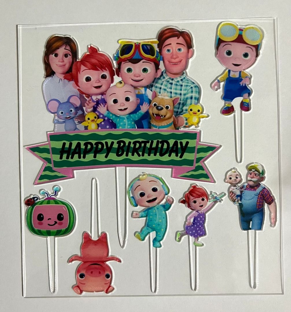3 Types of Cocomelon / Coco Baby Melon Acrylic Happy Birthday cake ...