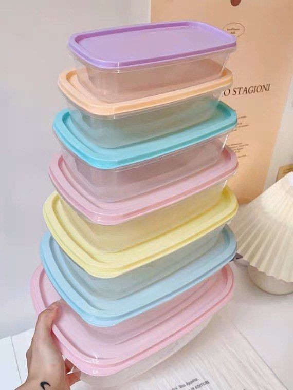 7 PCS FOOD CONTAINER (STACKABLE), Furniture & Home Living, Kitchenware ...