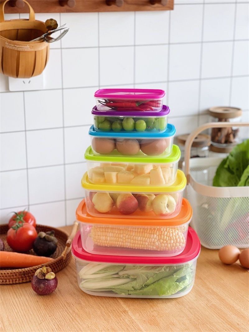 7 PCS FOOD CONTAINER (STACKABLE), Furniture & Home Living, Kitchenware ...