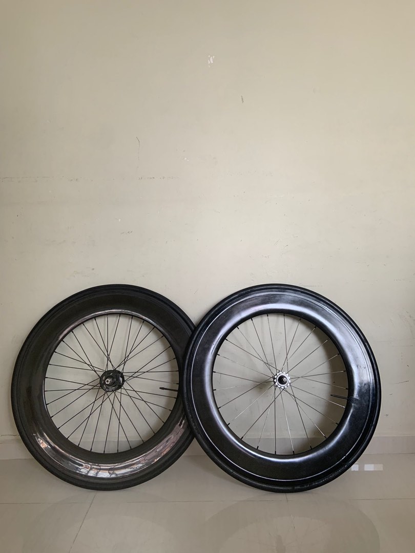 88mm carbon wheelset glossy track hubs for fixie / track , Sports ...