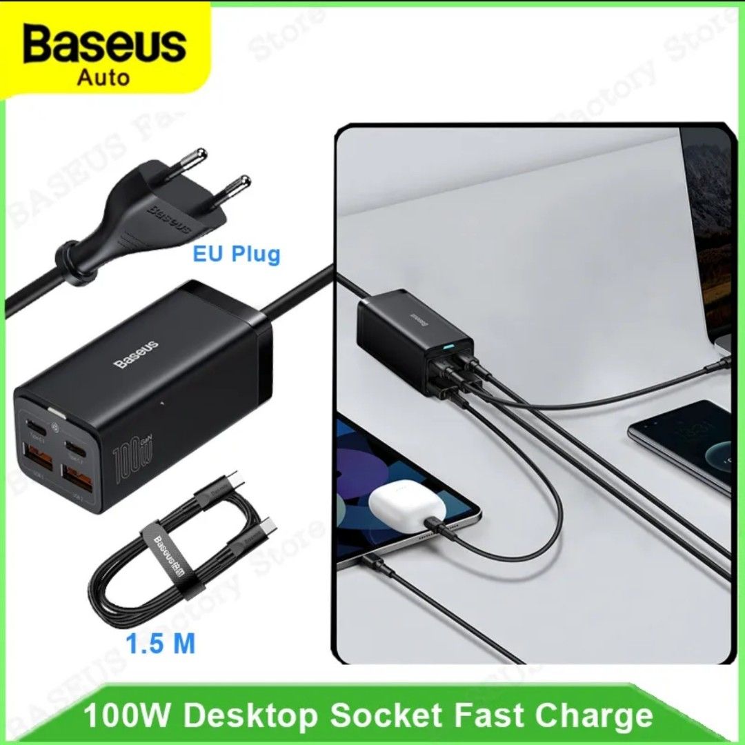 Baseus 100 Gan3 Fast Charger with Super Fast Charging Cable, TV & Home ...